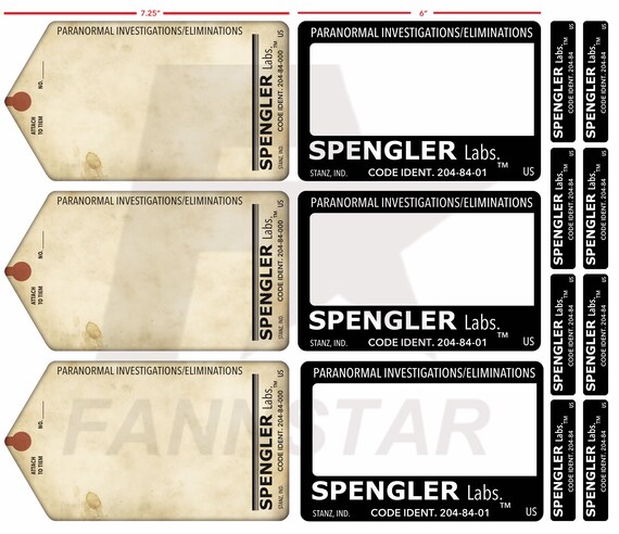 Ghostbusters Spengler Lab Equipment Tags - Etsy