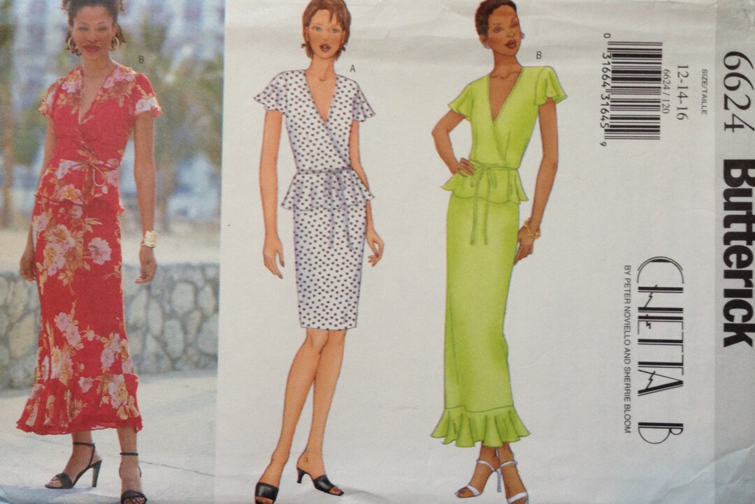 6624 Butterick Misses Ladies Wrap Top and Flounced Skirt Pattern Size ...