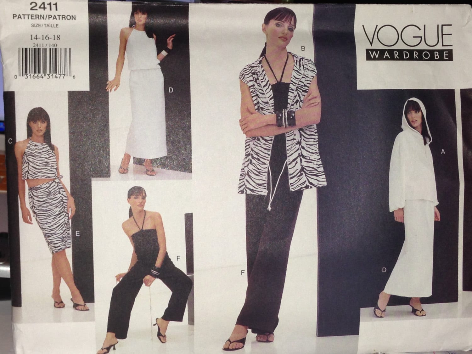 2411 Vogue Wardrobe Pattern UNCUT Size 14-16-18 Misses Jacket, Dress ...