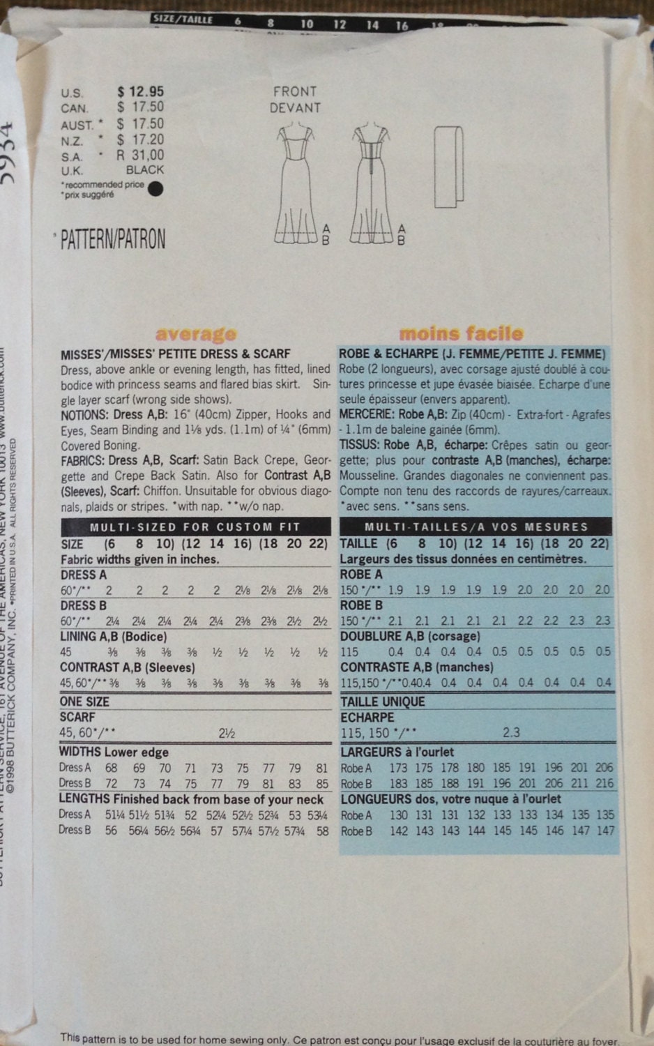 5934 DRESS PATTERN Butterick 90s Evening Wedding Cocktail Dress Caplet ...