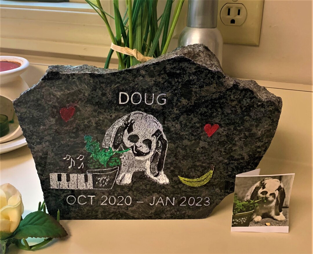 Hand Engravedl COLOR Pet Memorial Stone /cat / Horse / Bird Rough Cut ...