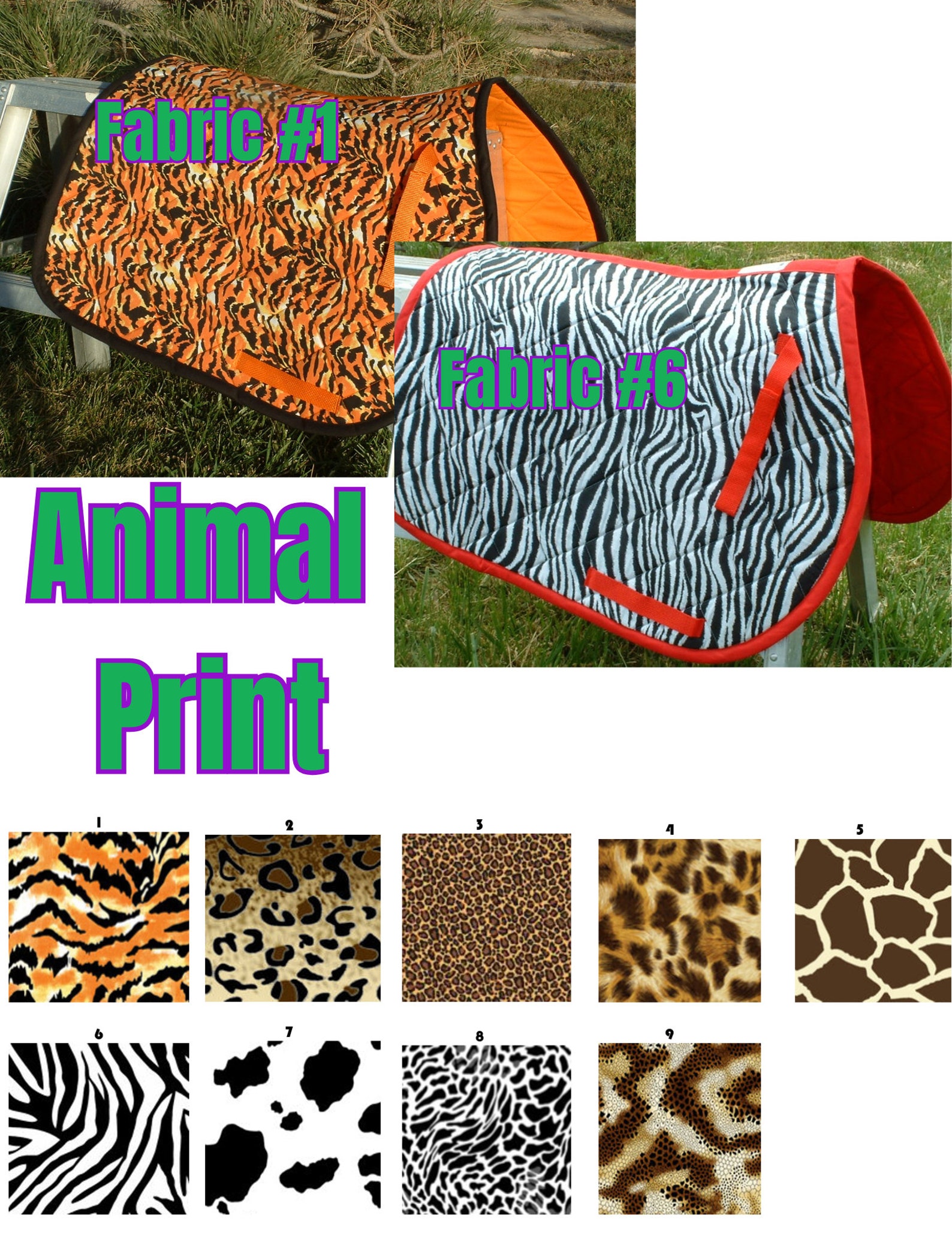 CUSTOM ORDER - Animal Print Saddle Pad in Many Colors - Etsy
