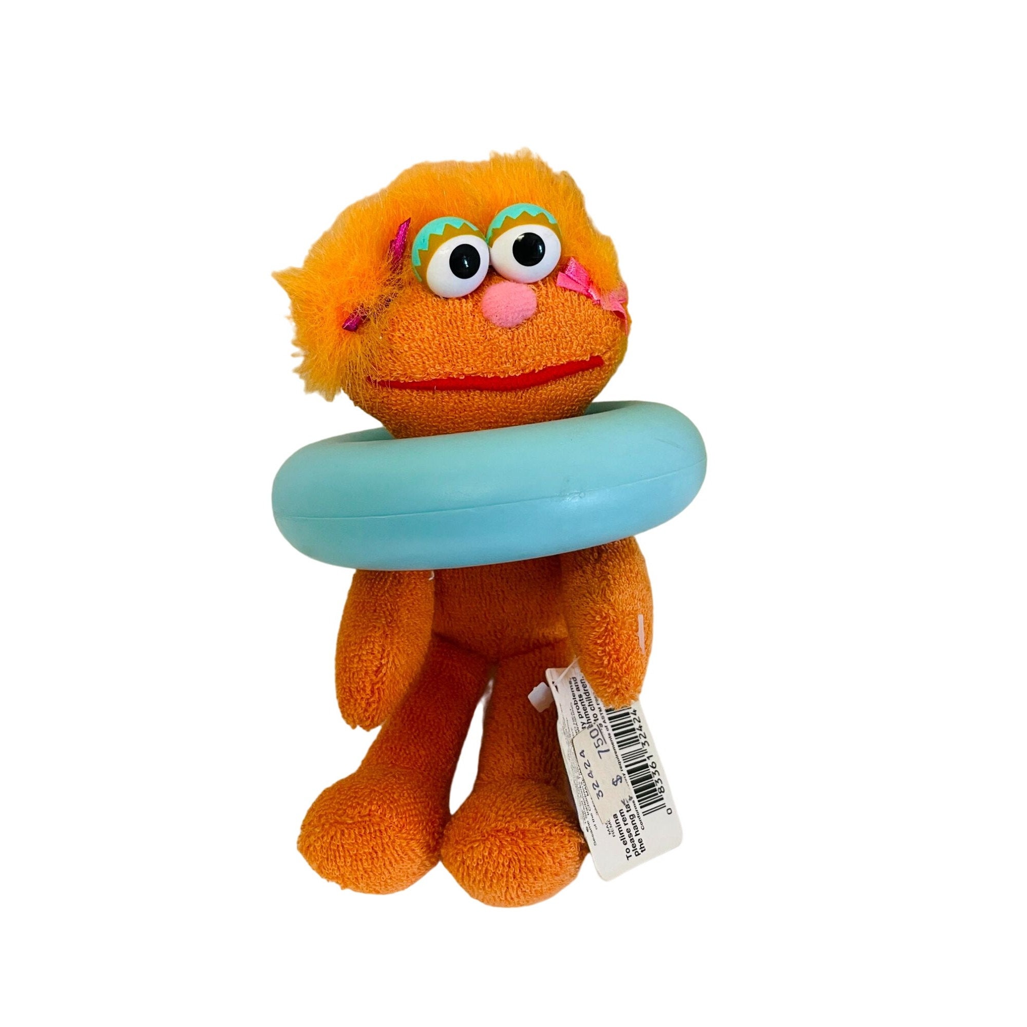 Vintage Sesame Street Water Buddy Zoe Bath Tub Plush Toy Orange With ...