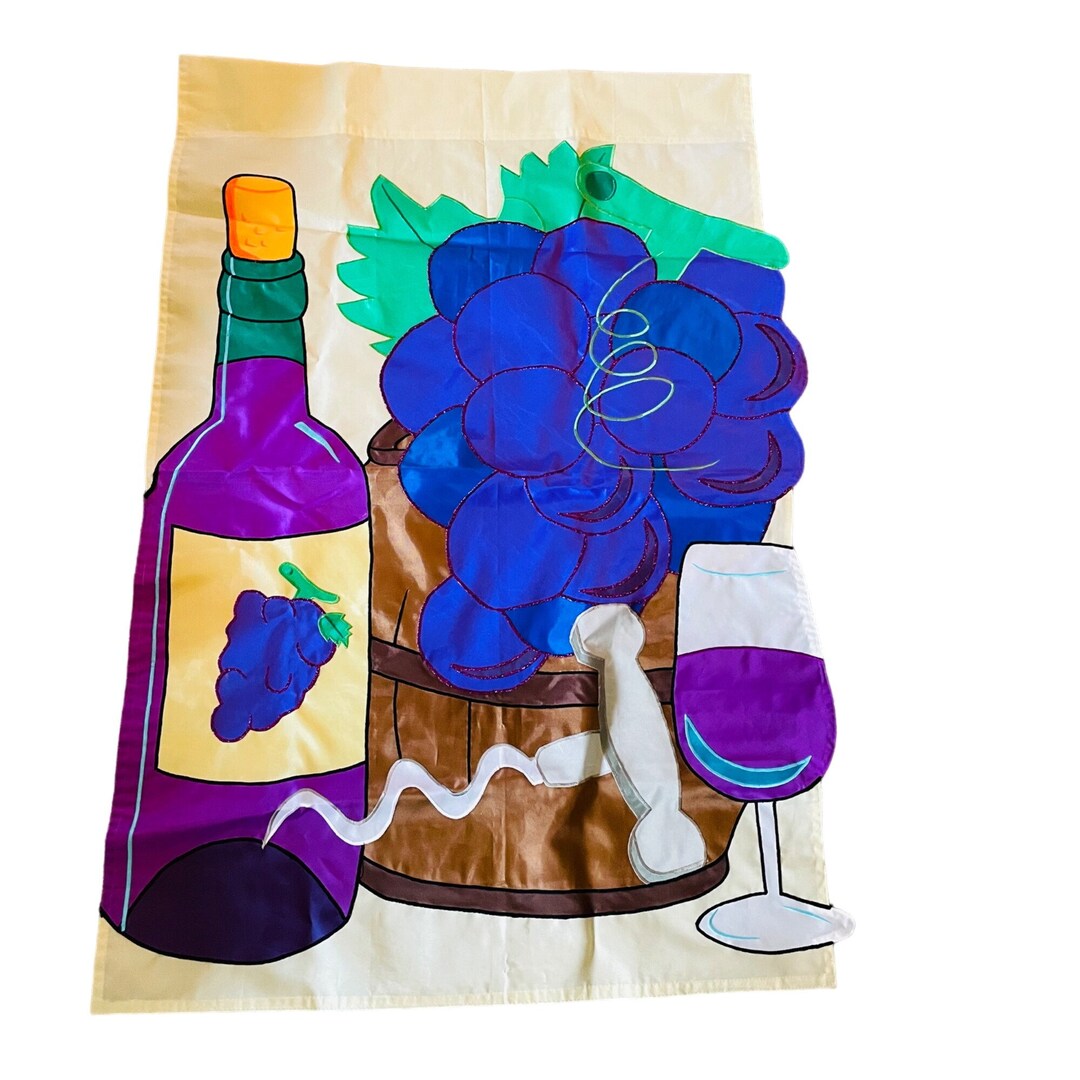 Outdoor Flag Wine & Grapes Wall Hanging Tapestry 42" X 28" - Etsy