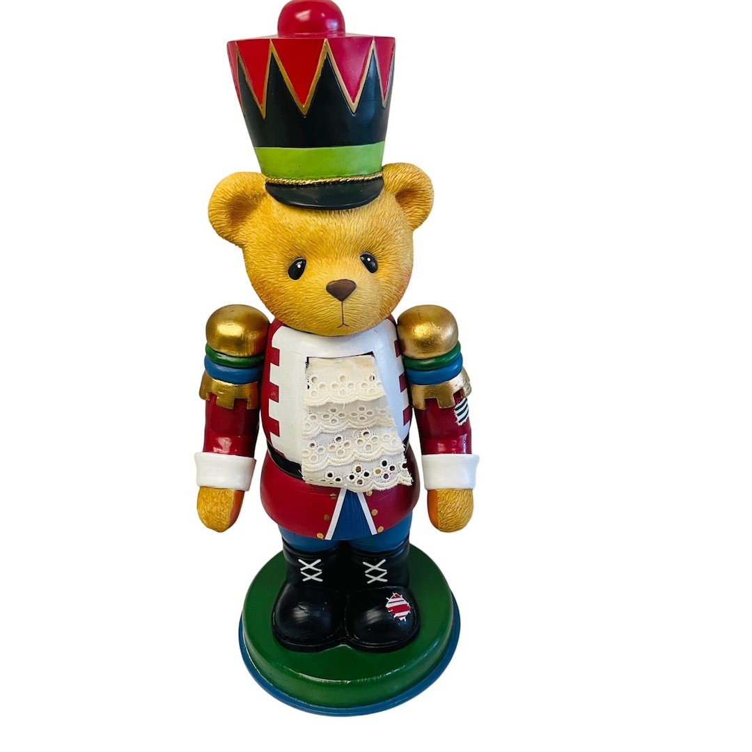 Vintage Teddy Bear Nutcracker With Decorative Outfit Hat 14 1/3 Enesco ...