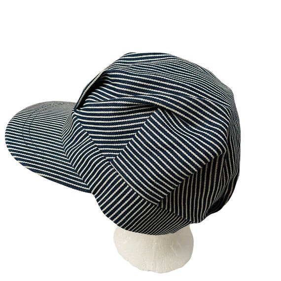 Vintage Train Conductor Adult Hat Blue White Made in … - Gem