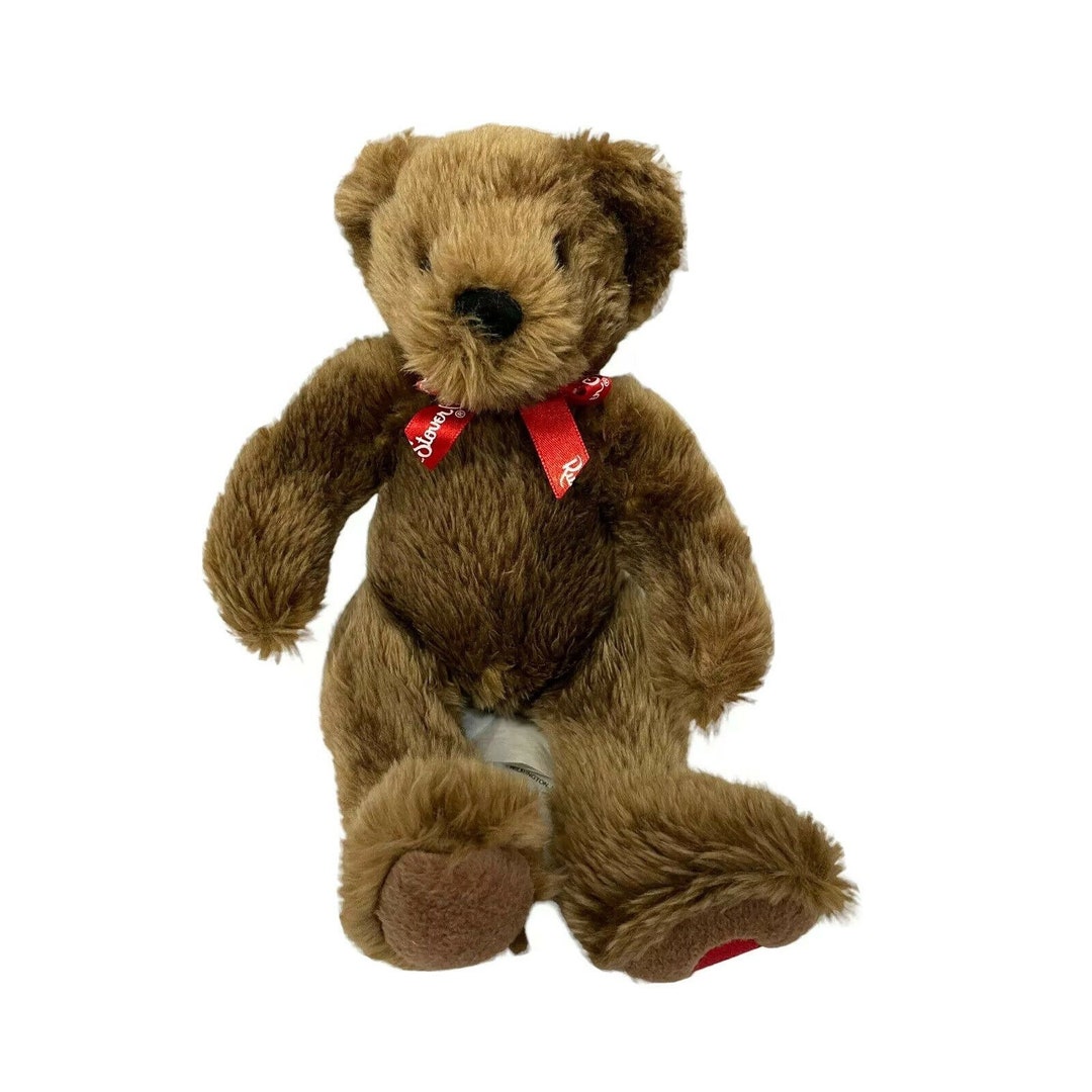 Russell Stover Candy Plush Teddy Bear Brown 10" Red Bow Heart on Foot ...