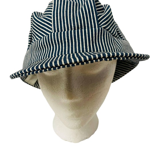 Vintage Train Conductor Adult Hat Blue White Made in … - Gem