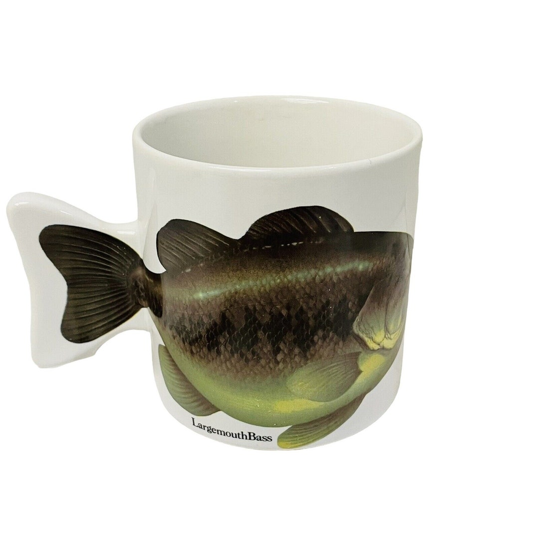 Largemouth Bass Fish Cup Handle Coffee Mug Cup Fish 8oz Salamander 1990 ...