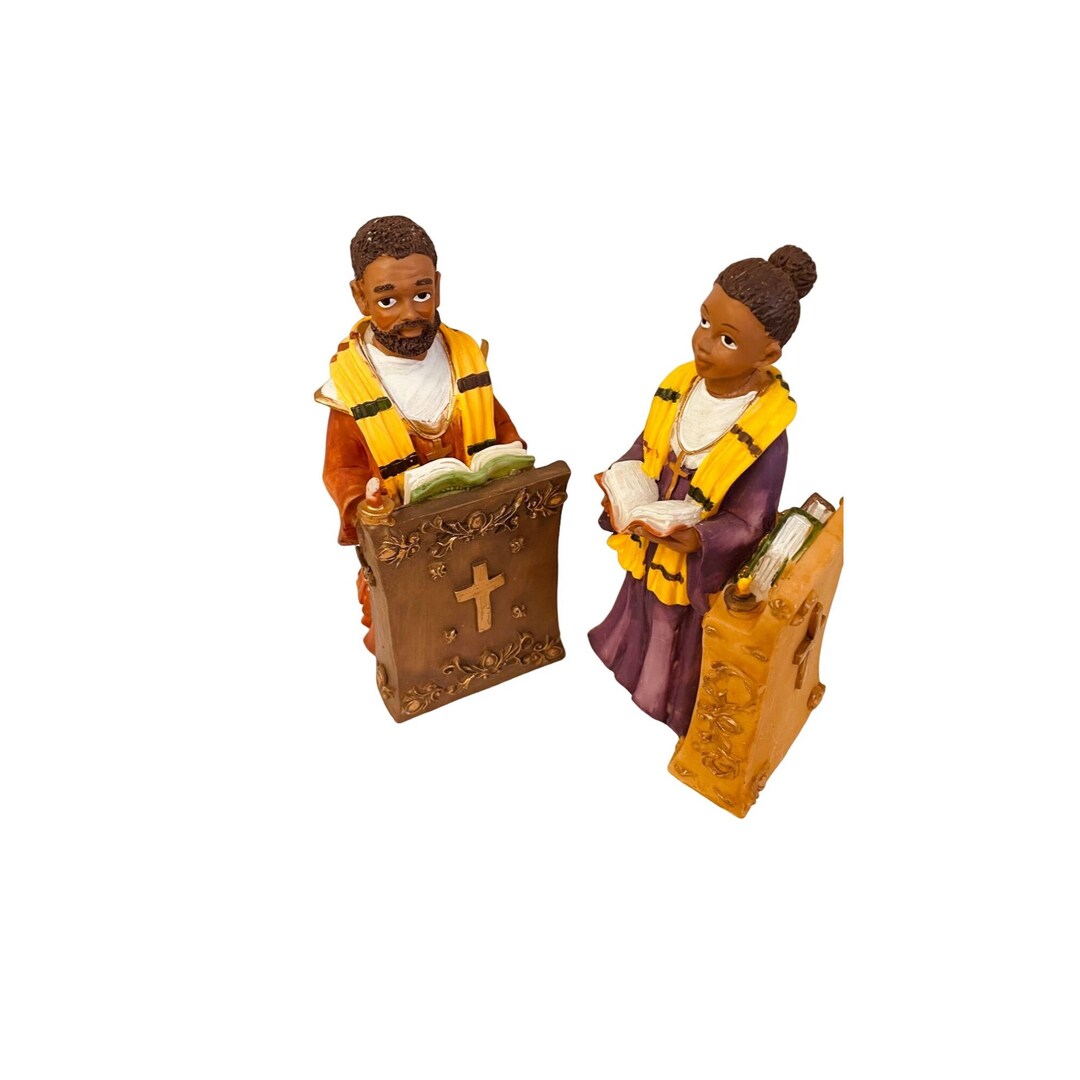 African American Priest Minister Figurine Lot 2 Multicolor Etsy