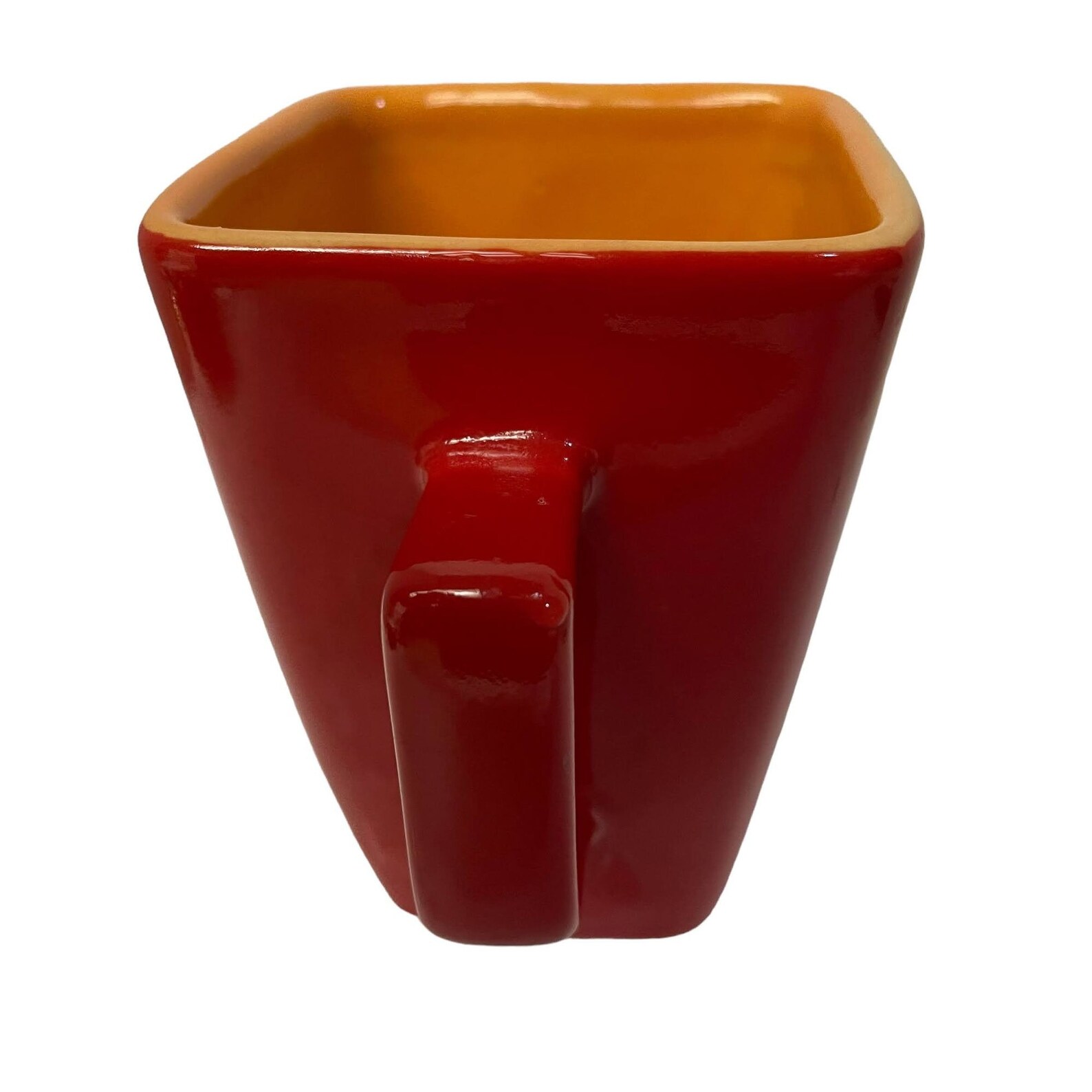 Square Red Orange Coffee Mug Cup Ceramic Italy Design Collectible - Etsy