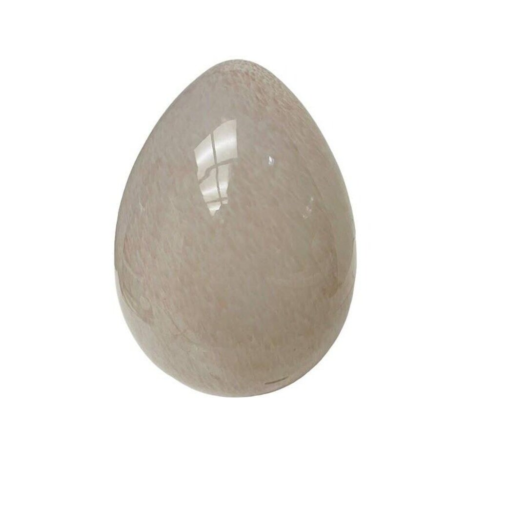 Decorative Glass Egg Speckled Beige Egg Shaped Ornament Display Piece ...