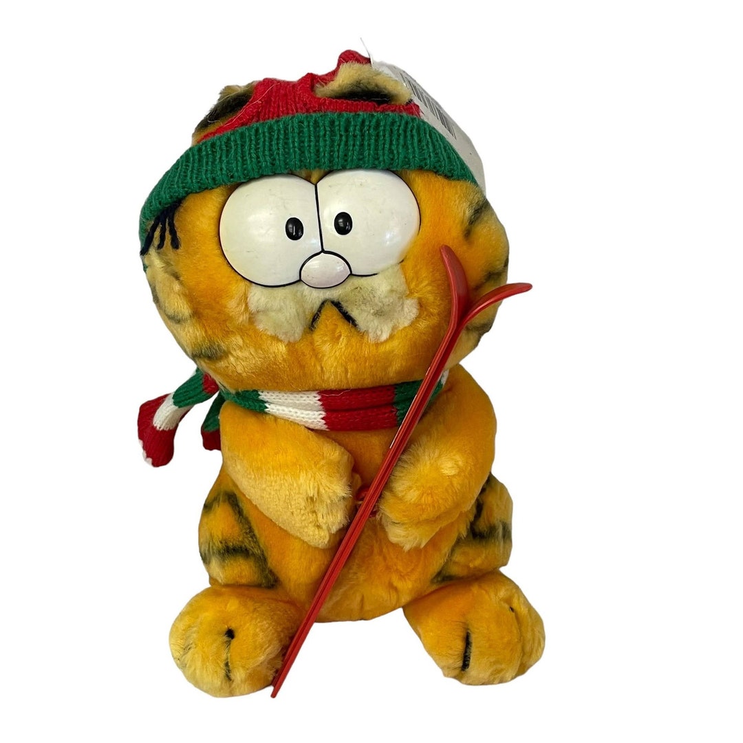 Vintage Dakin Stuffed Animal Toy Garfield Skier Christmas Hat/scarf 9 ...