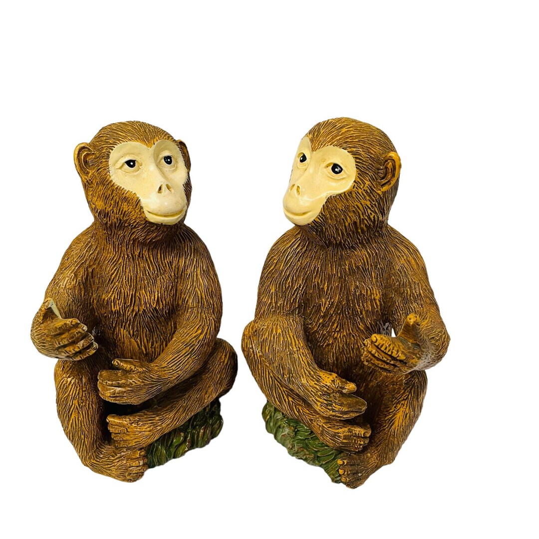 Collectible Chimpanzee Monkey Chimp Figurine Statue Ape Brown Set 2 ...