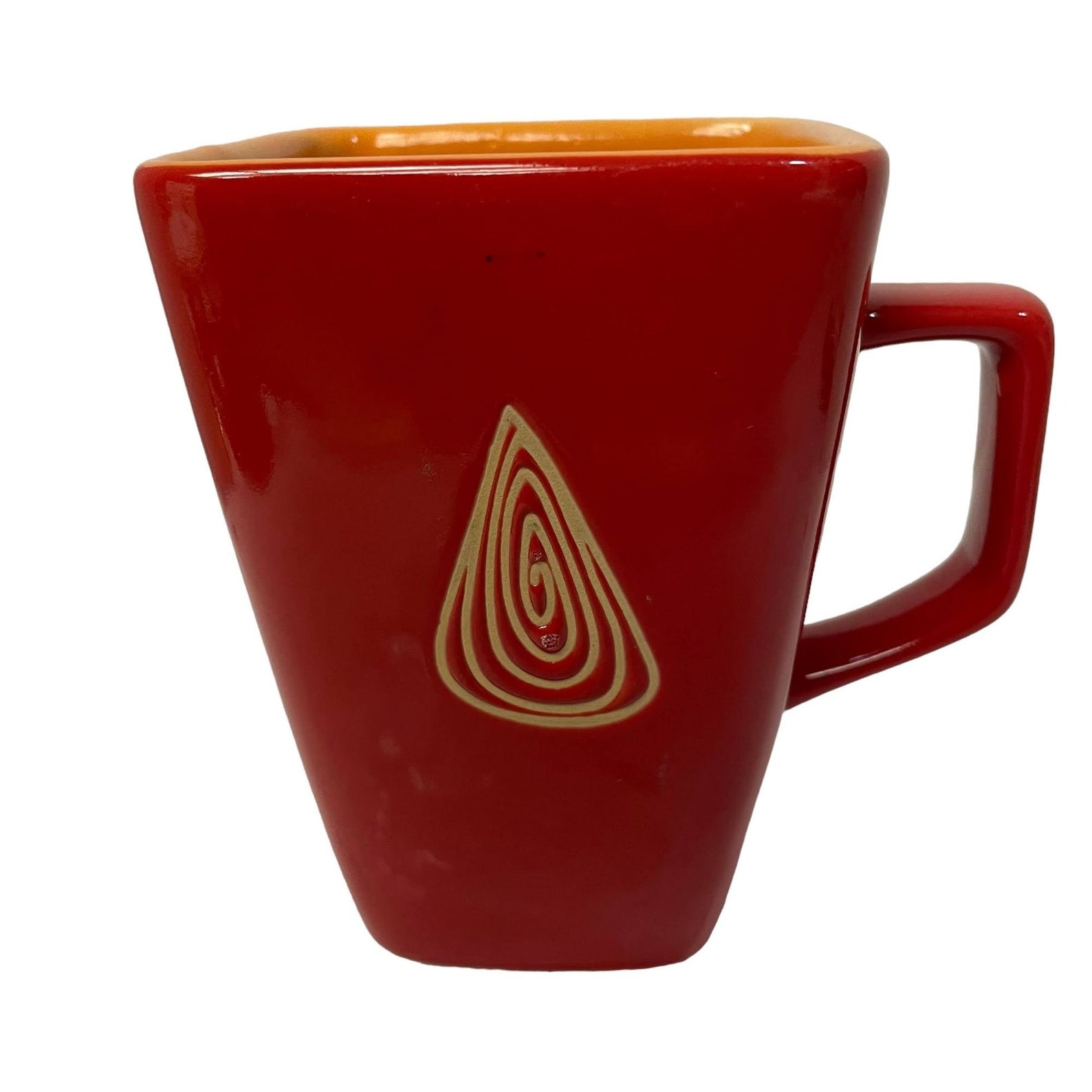 Vintage DISARONNO Square Mugs Cups Red Orange Ceramic Made in Italy ...