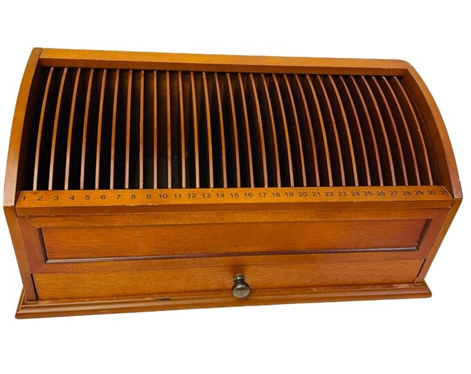 Wooden Office Desk Organizer Sliding Roll Top Drawer Monthly Organizers ...