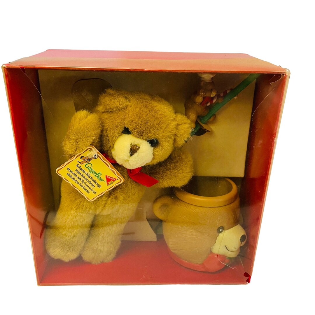 Dakin Vintage Gingerbear Gift Set Teddy Bear and Honey Pot Applause ...