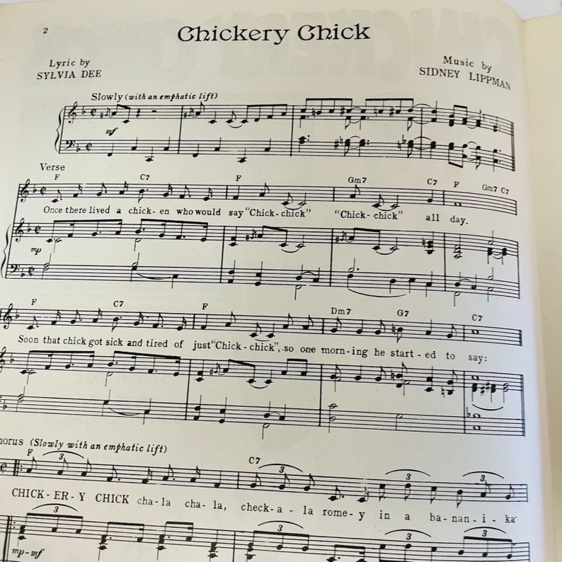 Vintage Sidney Lippman Sylvia Dee Sheet Music Piano Chickery Chick 1945 ...