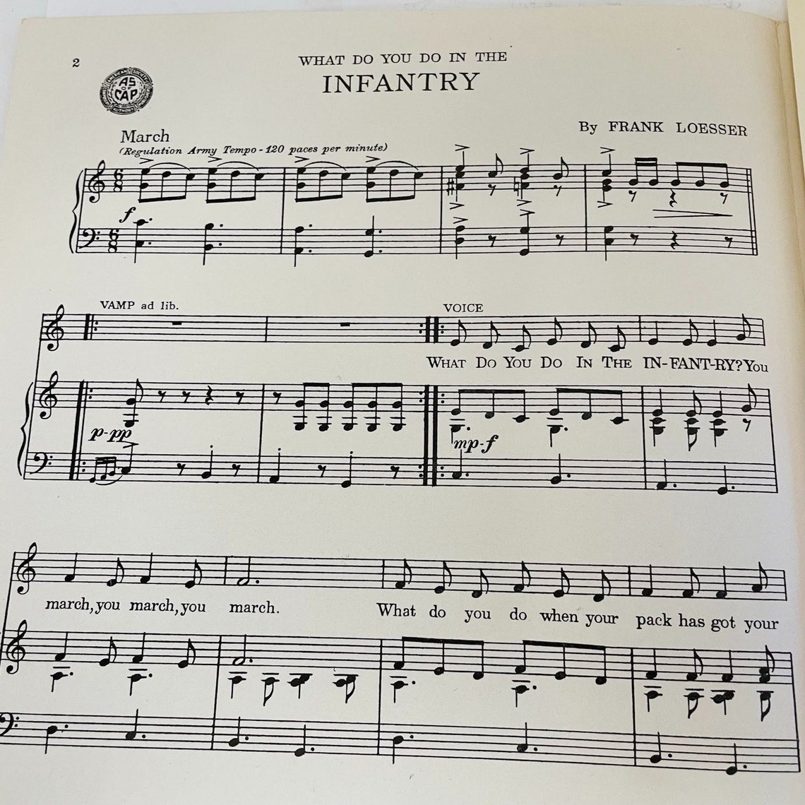 Vintage Frank Loesser Sheet Music What Do You Do in the Infantry 1943 ...