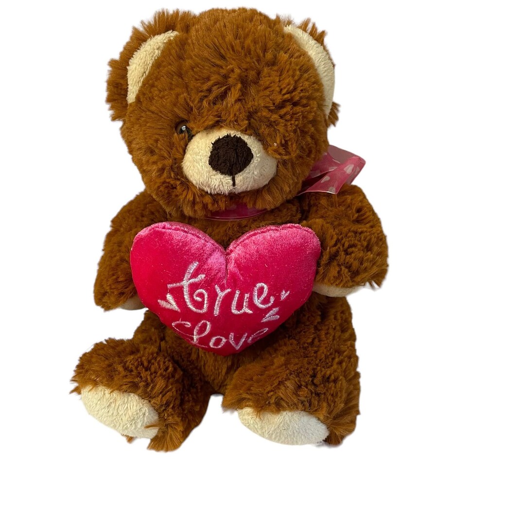 Fine Toy Bear True Love Stuffed Plush Animal Toy Brown Pink 9" L - Etsy
