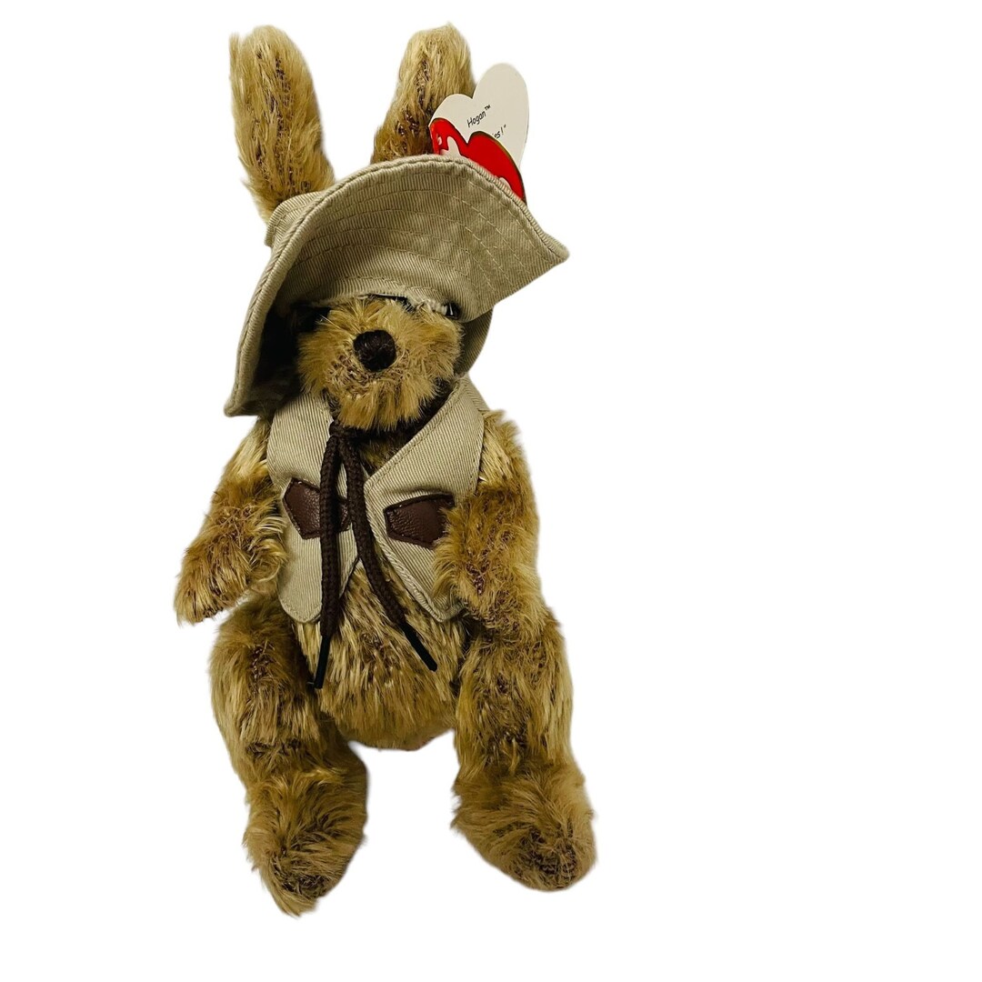 TY Attic Treasures Hogan the Kangaroo Bunny Plush With Hat & Vest Brown ...