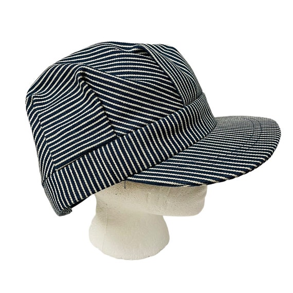 Vintage Train Conductor Adult Hat Blue White Made in … - Gem