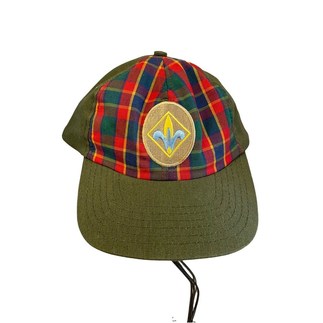 Vintage Cub Webelos Boy Scouts of America BSA Hat Plaid Green USA Made ...