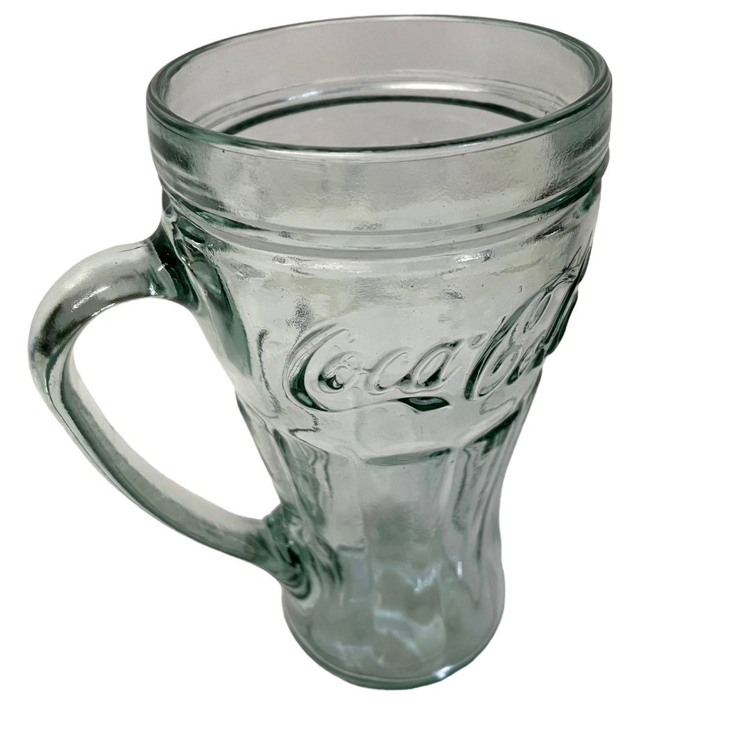 Vintage LIBBEY Coca Cola Glass Mug Handle Thick Green Heavy Set of 2 6. ...