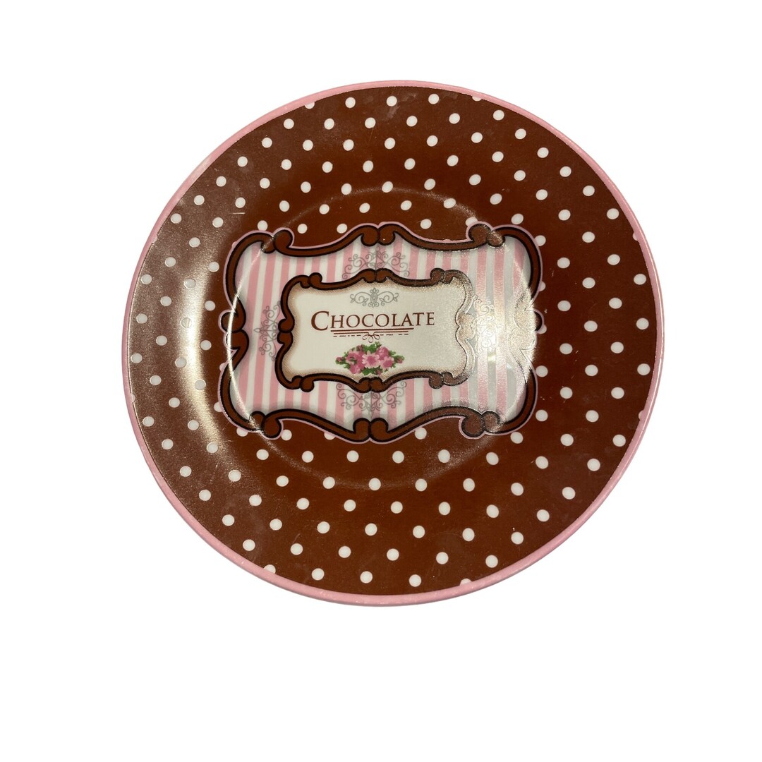 Trisa Stoneware Chocolate Plate Polka Dot Pink White Brown 7 - Etsy