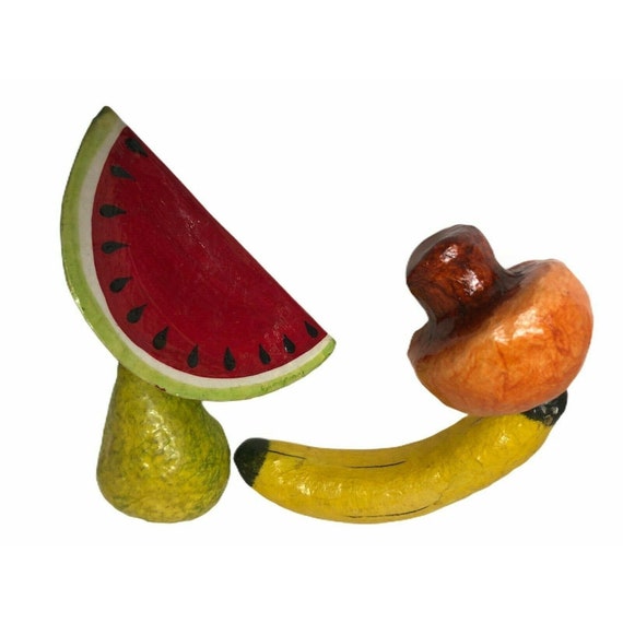 Vintage Lot of 4 Paper Mache Vegetables Folk Art Fruit Pear - Etsy