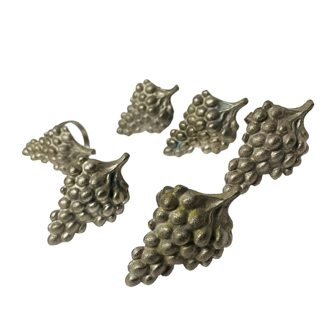 Vintage Grape Cluster Napkin Rings Pewter Finish Set of 6 - Etsy