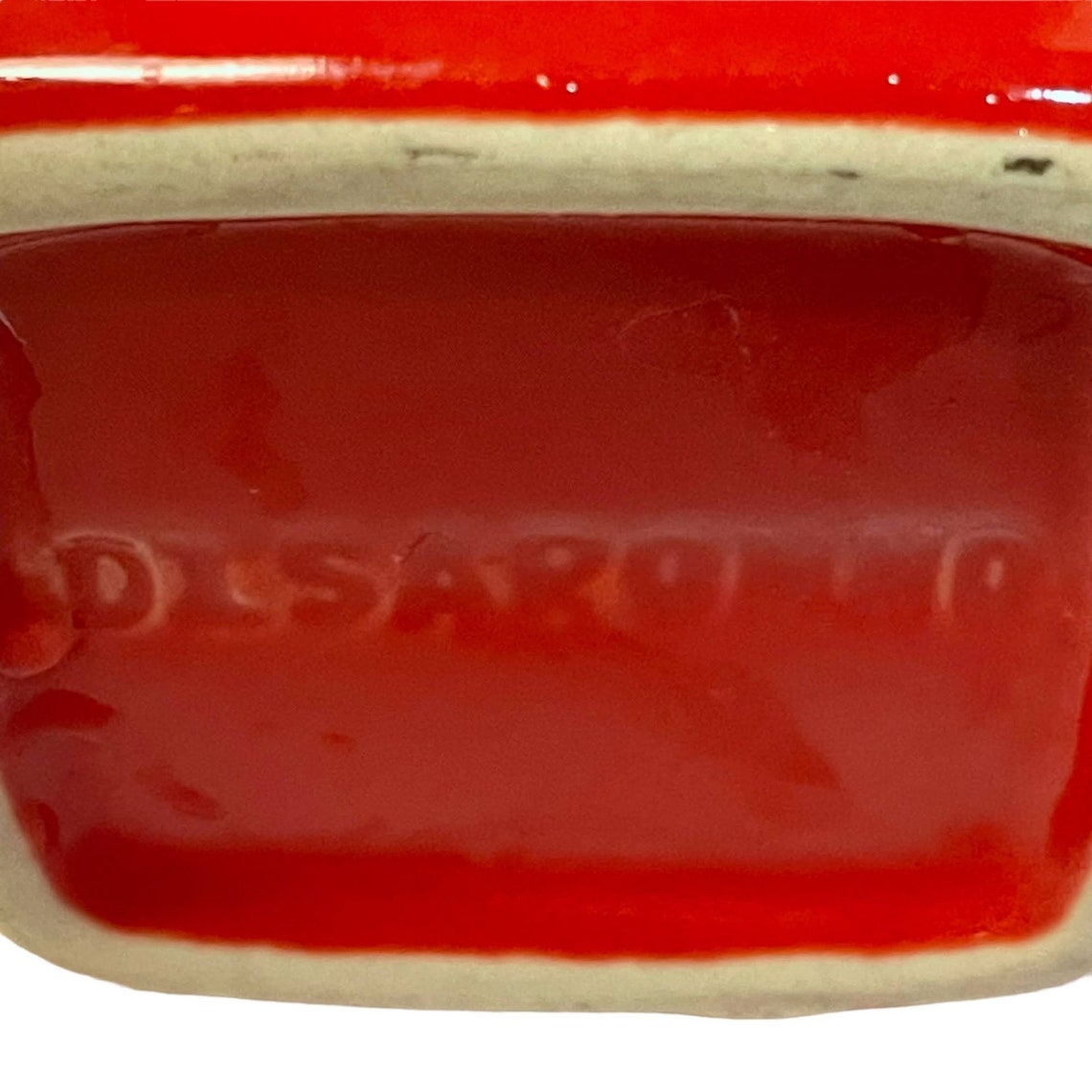 Vintage DISARONNO Square Mugs Cups Red Orange Ceramic Made in Italy ...