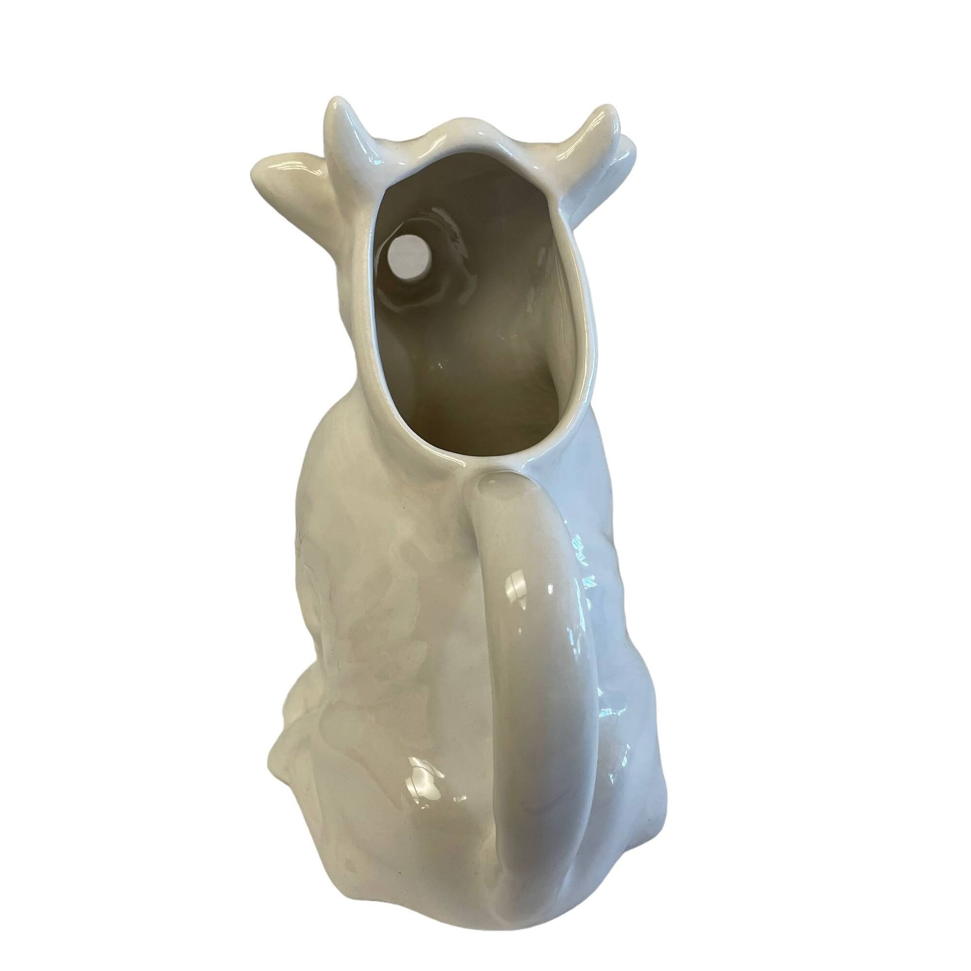 Vintage Cow Bull Serving Pitcher Jug French Country Stoneware Ceramic ...