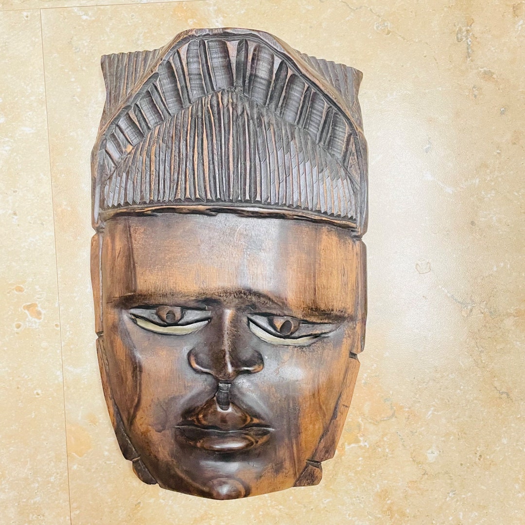 Hand-carved African Tribal Wooden Mask Wall Hanging 12" Tall - Etsy