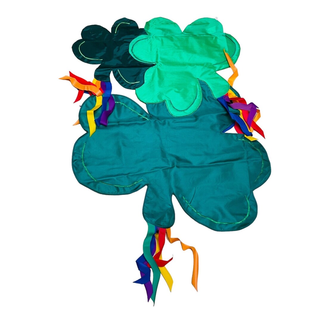 Giant Clover Wind Spinner With Rainbow Tails Flag Outdoor Yard ...