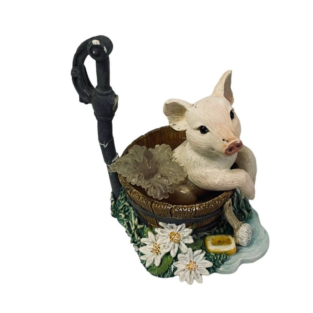 Hamilton Collection Farm Livin Collection Squeaky Pig Blue Bird Bath ...