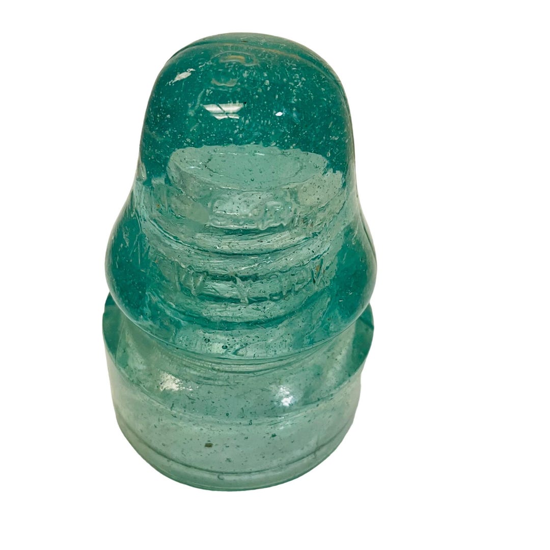 Vintage Hemingray Glass Insulator Aqua Blue Bell Shaped Collectible 4 ...