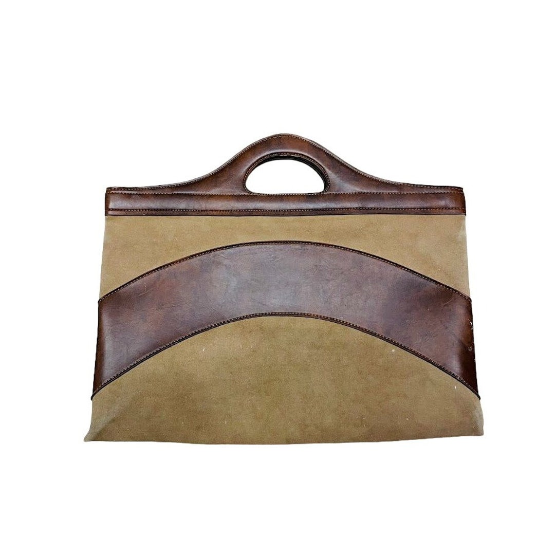 Vintage Hand Suede Bag Tan and Brown Suede Leather Cut Out Neutral ...