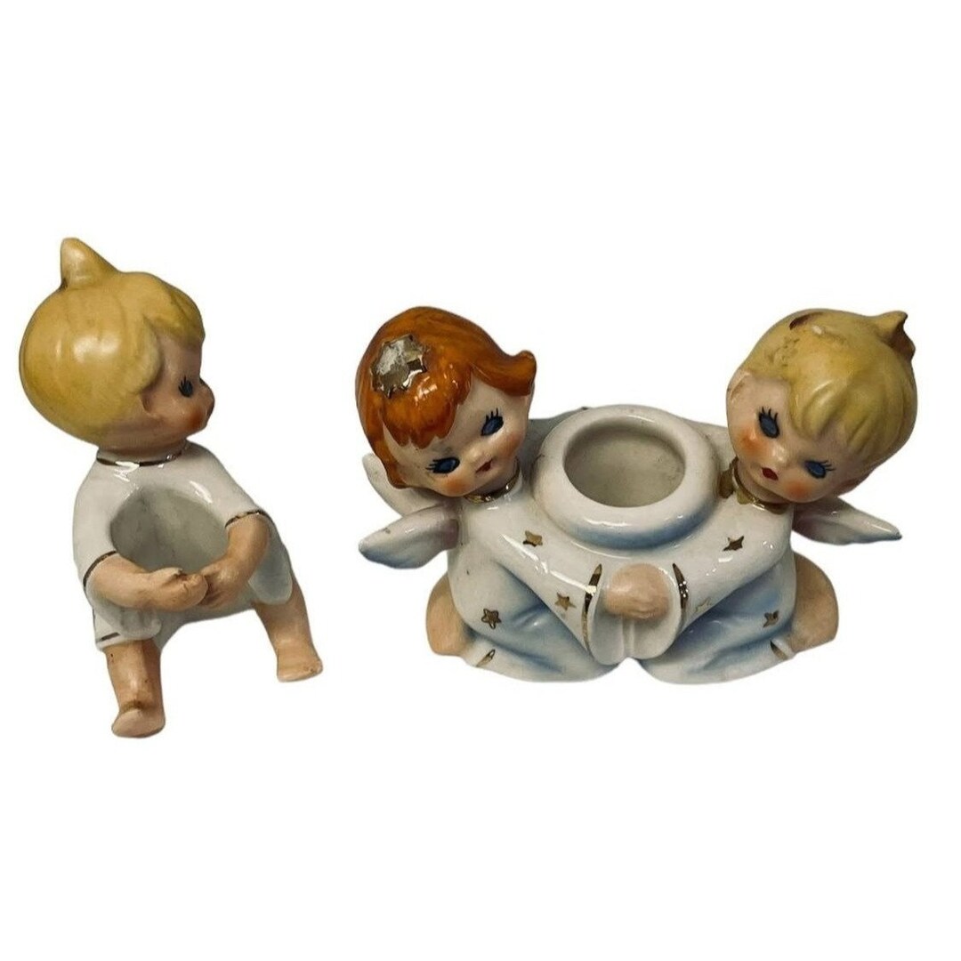 Vintage Lefton Angel Candle Holder Ceramic Set 3 X 3.5 - Etsy