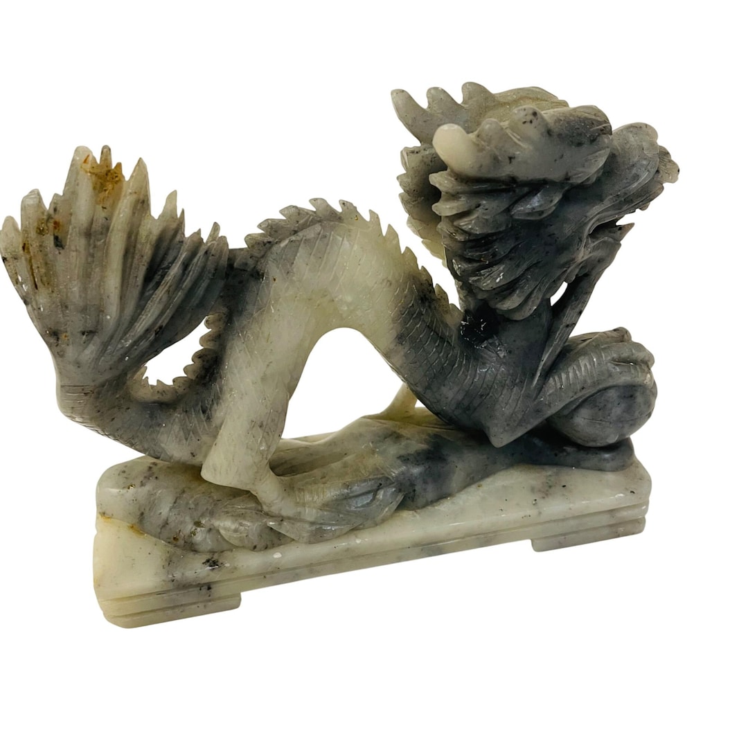 Jade Dragon Sculpture Handmade in China Oriental Décor - Etsy