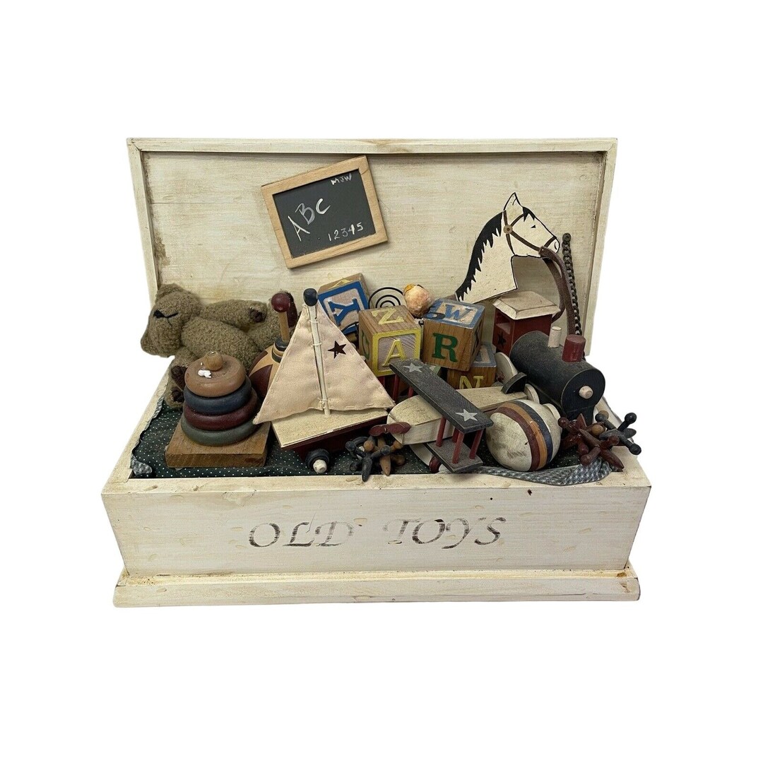Vintage Wooden Toy Box Hand Crafted Old Toys Nautical Bear - Etsy