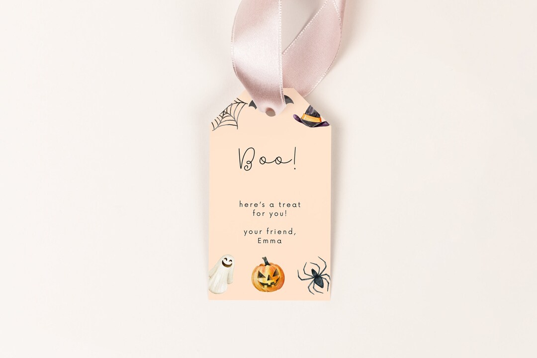 Editable Halloween Favor Tags Boo Gift Tag Costume Party Trick - Etsy
