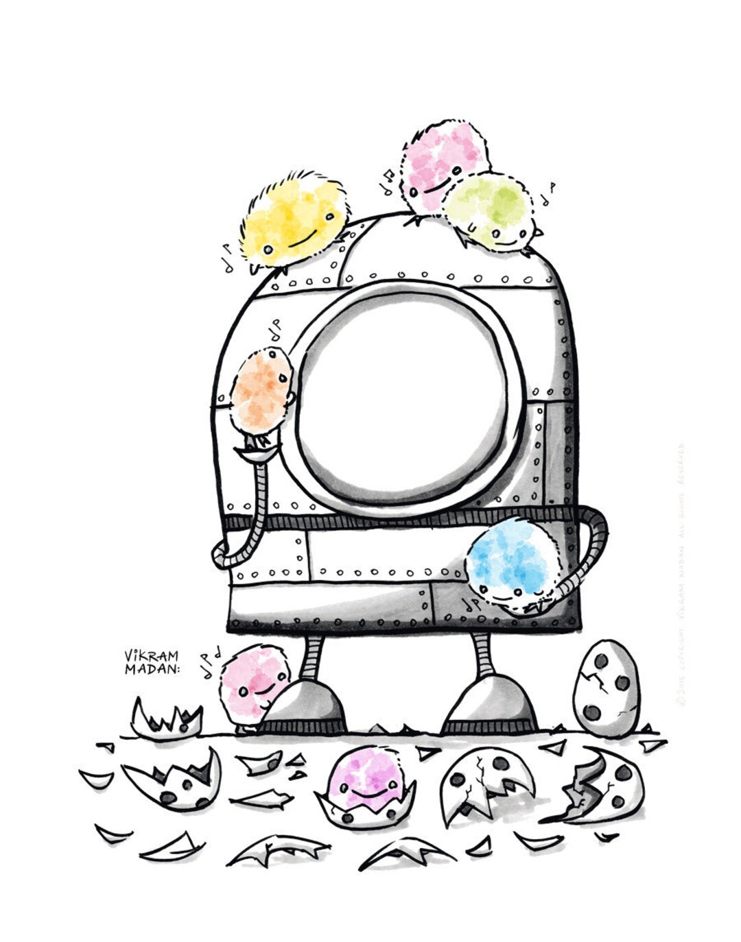 Tribbles - Fun Robot Cat Print - Etsy
