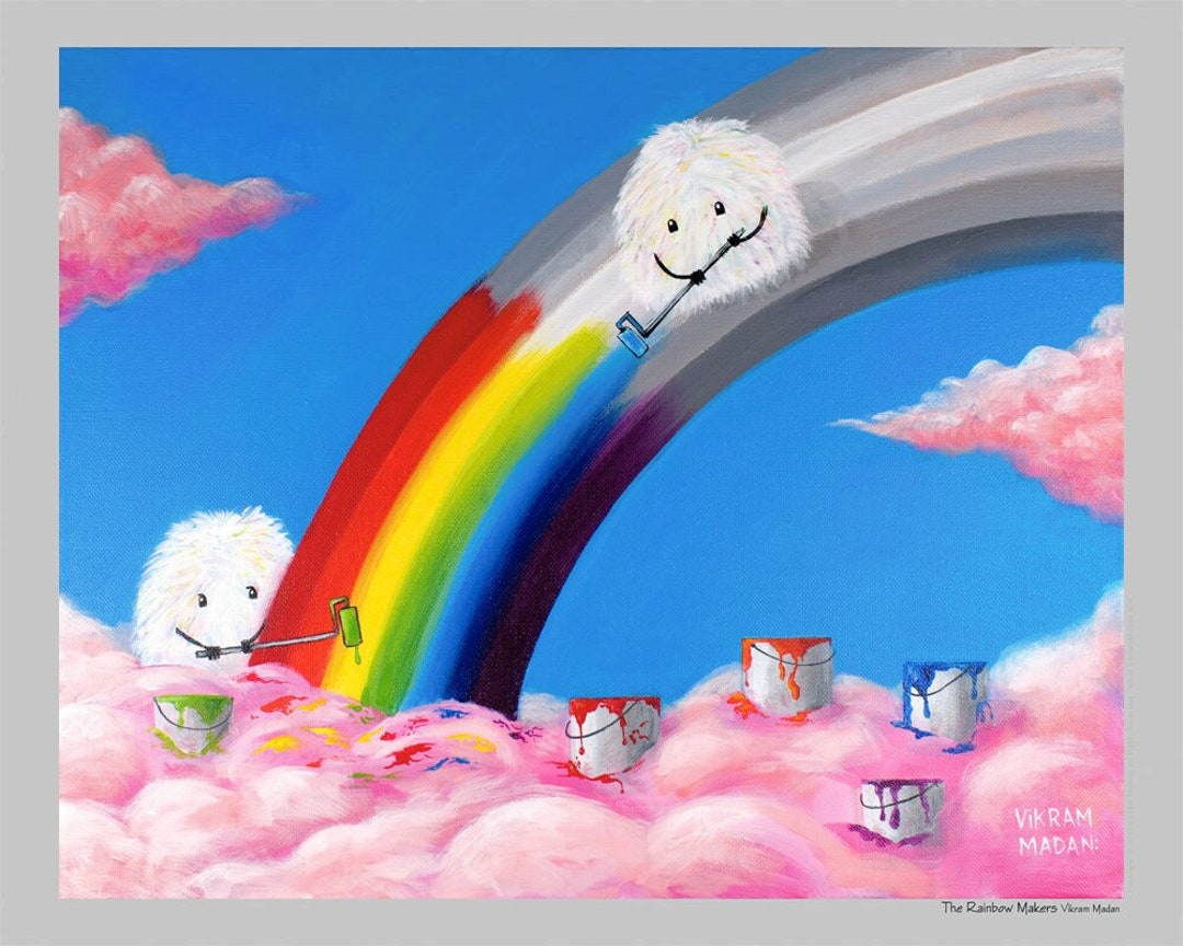 The Rainbow Makers - Fun Cute Fuzzywuzzy Art Print for Rainbow Lovers - Etsy