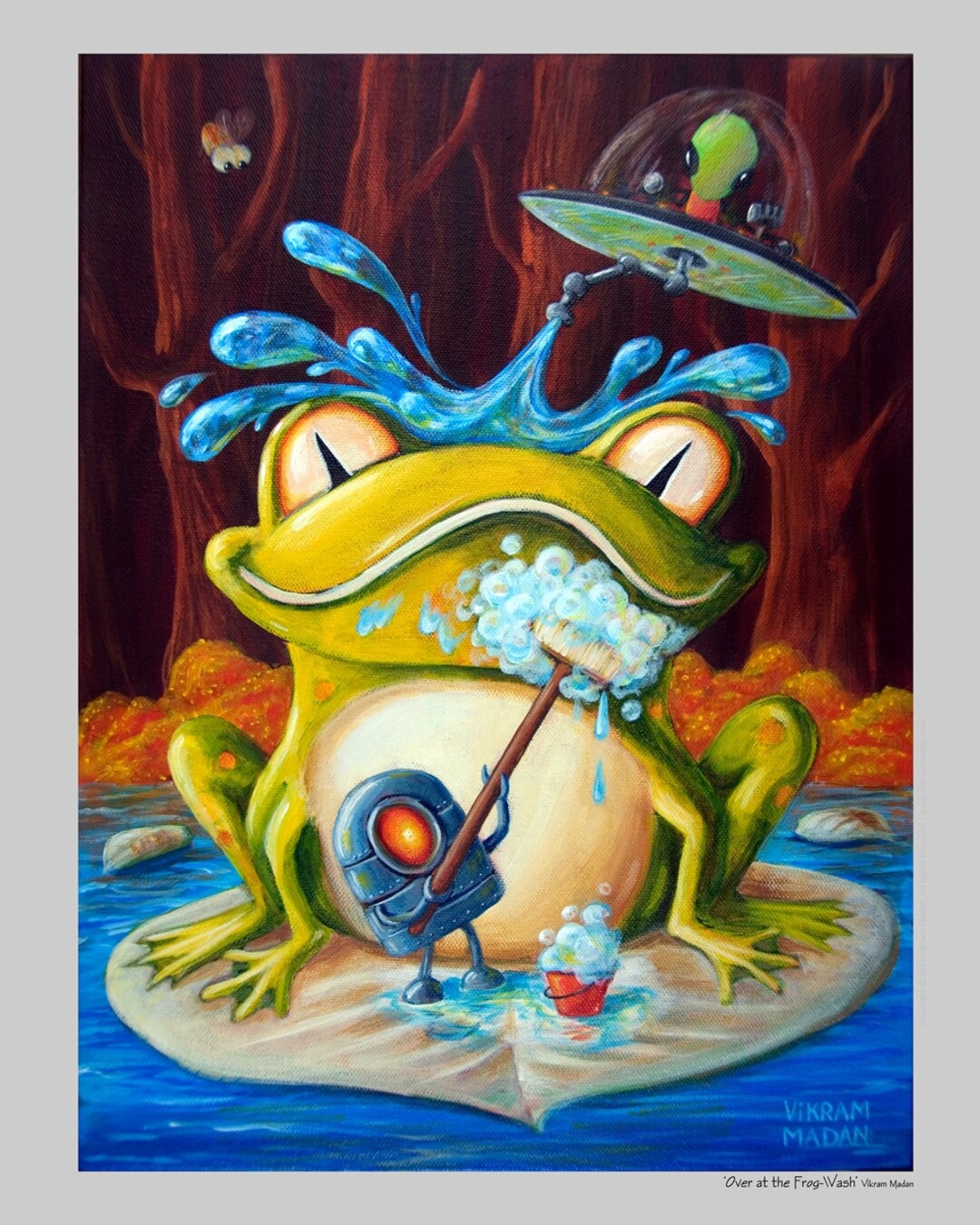 Over at the Frog-wash - Fun Print - Etsy