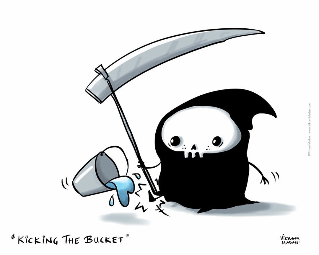 Kicking The Bucket Funny Lil Grim Reaper Print Etsy