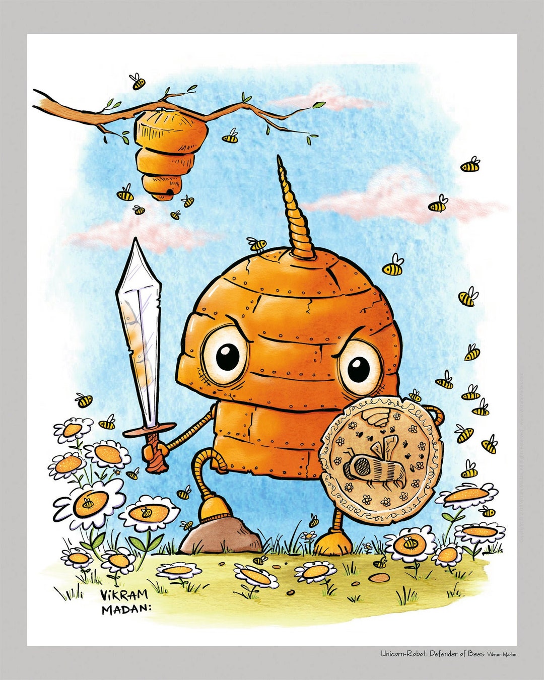 Unicorn-robot: Defender of Bees - Fun Print That Helps Save Bees - Etsy