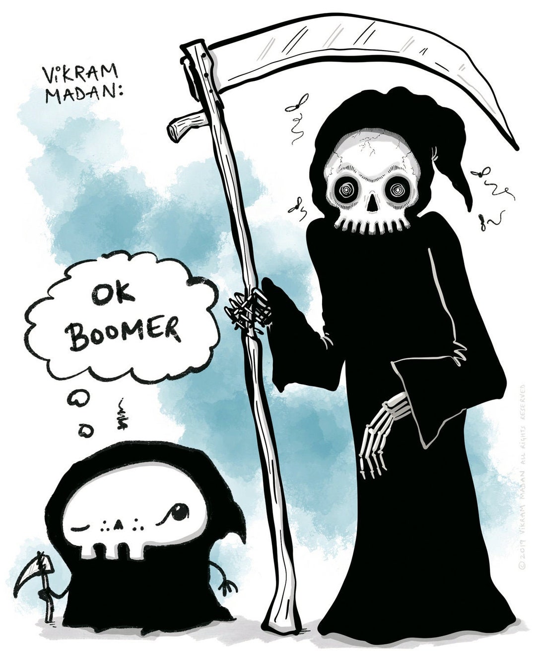 OK BOOMER - Funny Lil' Grim Reaper Print - Etsy