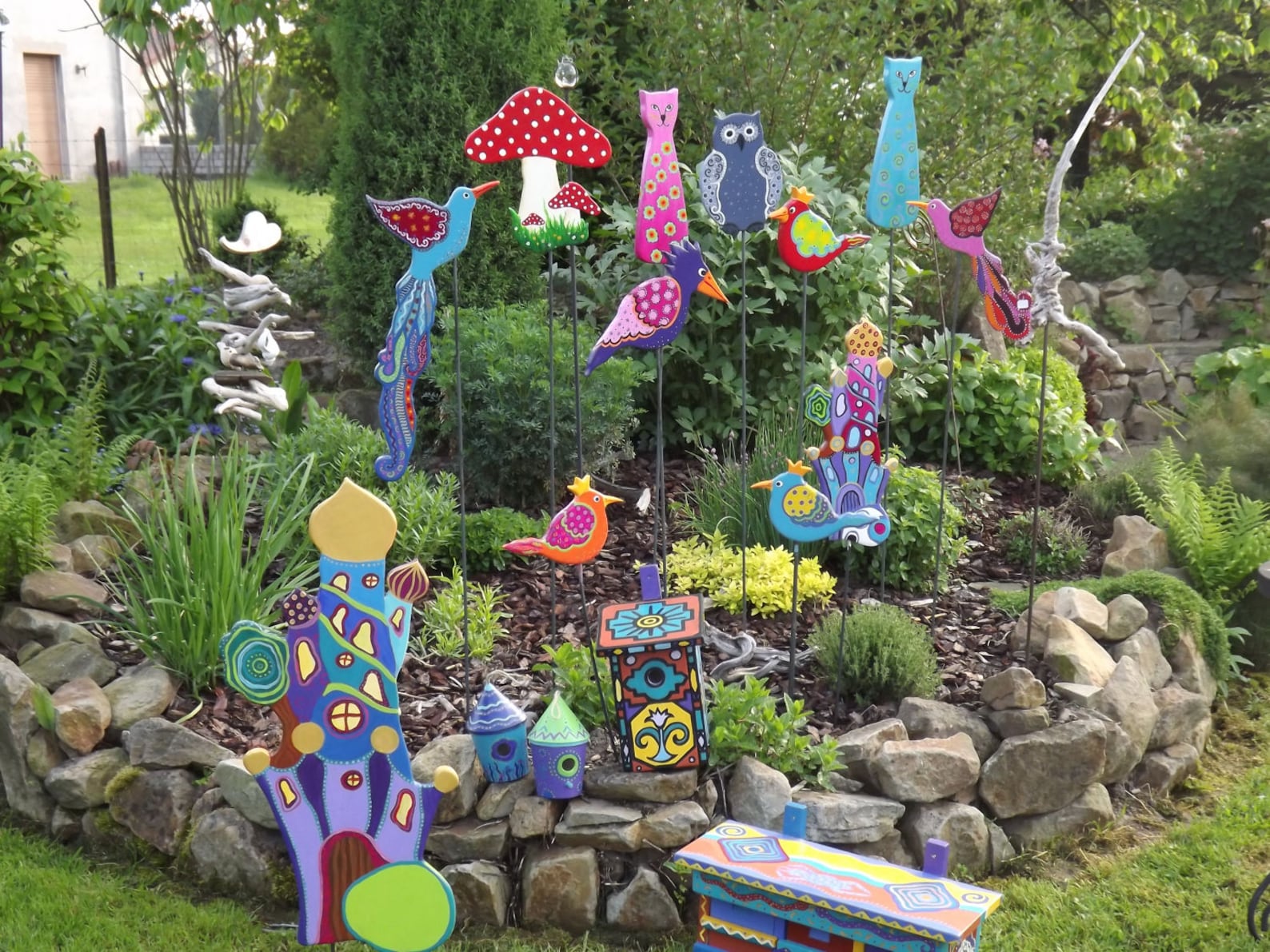 Garden art garden decoration garden pin wren bed plug rose | Etsy