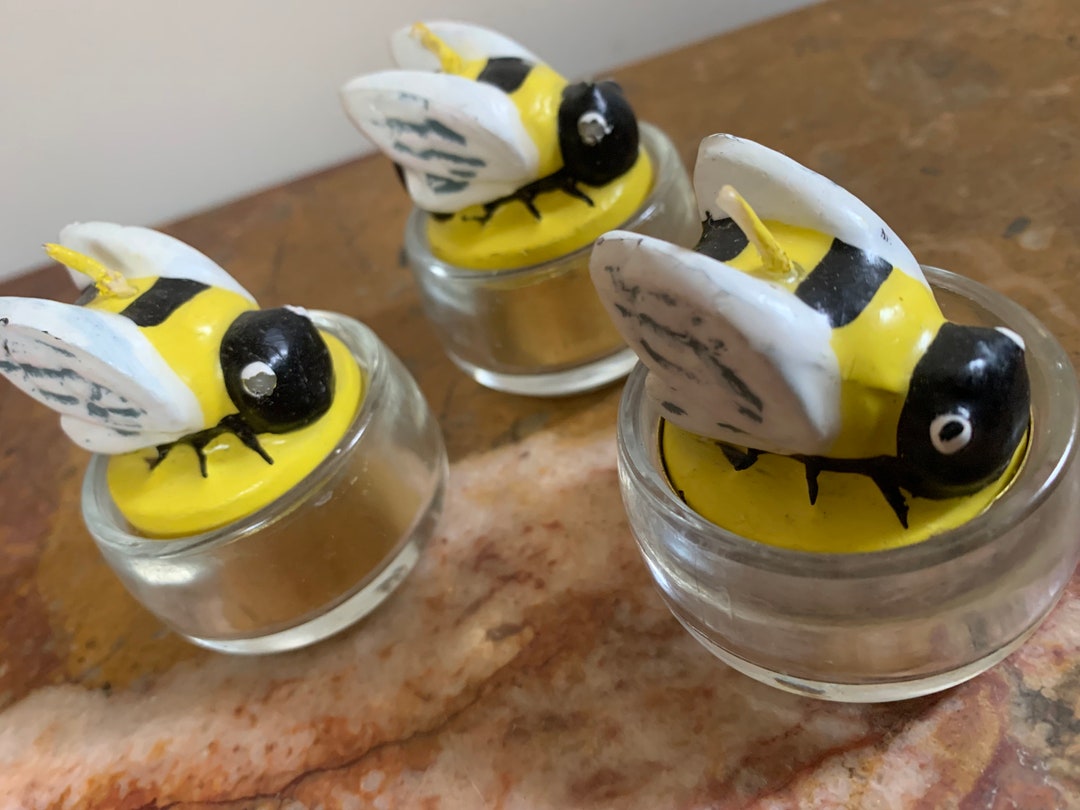 Three Vintage Mini Molded Bumble Bee Votive Candles, New Amscam ...